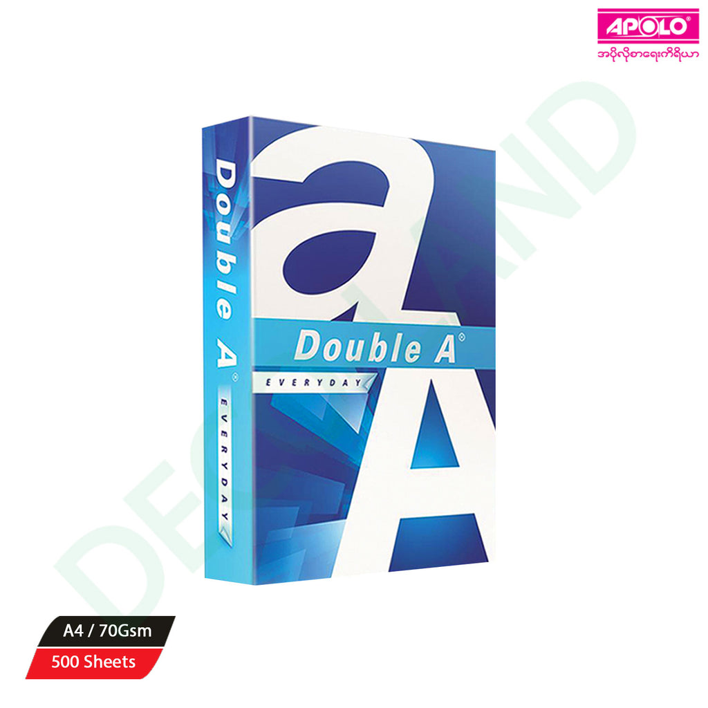 Double A 70 GSM A4 Copy Paper – Apolo Stationery Myanmar