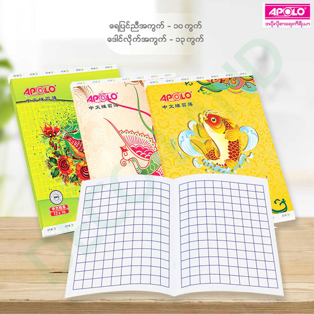 APOLO Language Practic Book (12 Pcs) – Apolo Stationery Myanmar