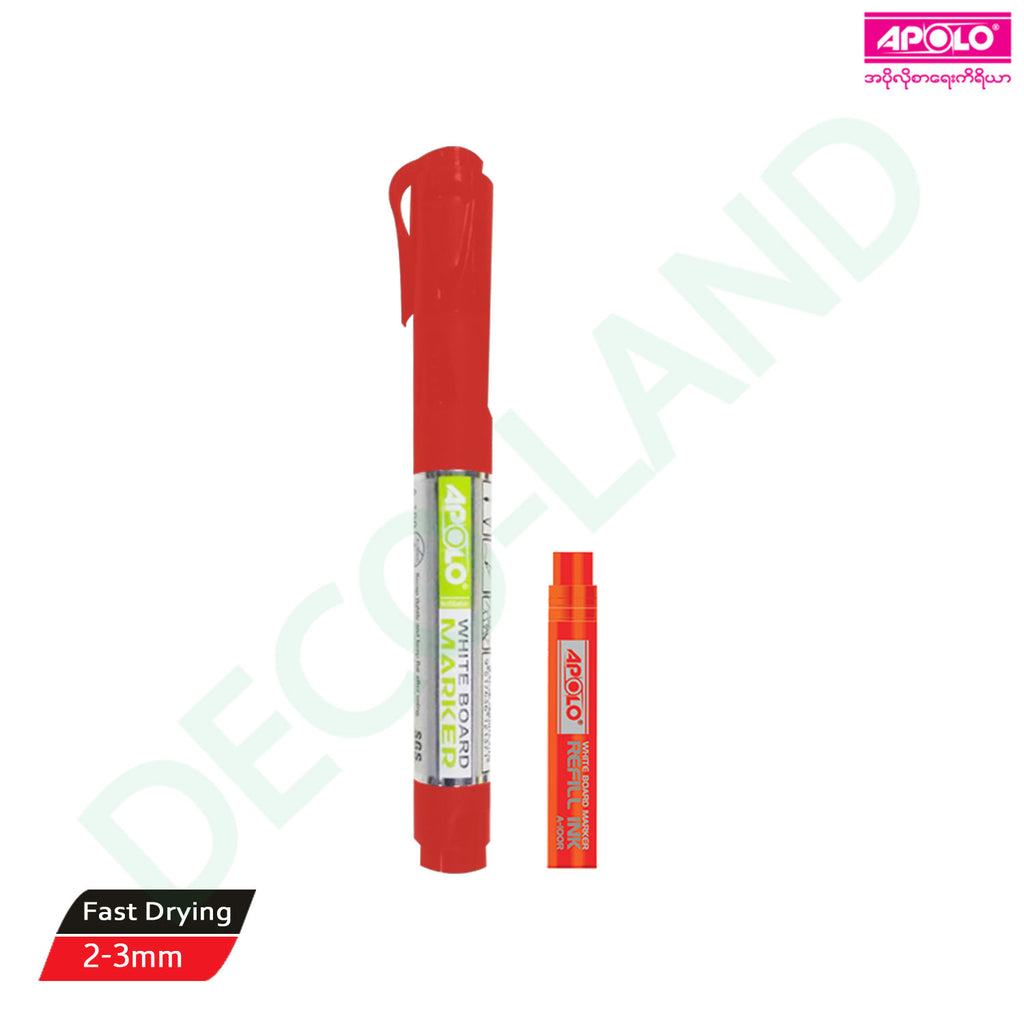 APOLO White Board Marker ( Including Refill) – Apolo Stationery Myanmar